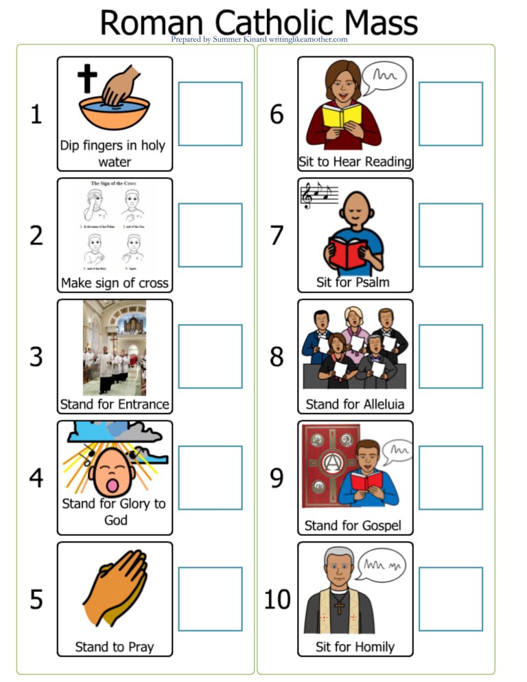Visual Schedule for Roman Catholic Mass – Family Formation